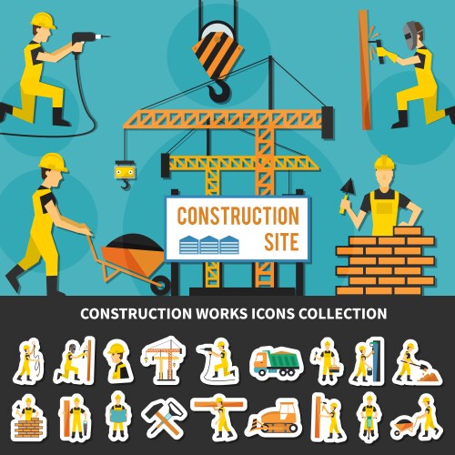 Construction worker infographic Royalty Free Vector Image