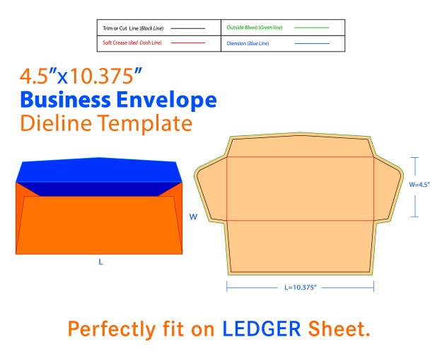 Square envelope w 5 l inches dieline template Vector Image