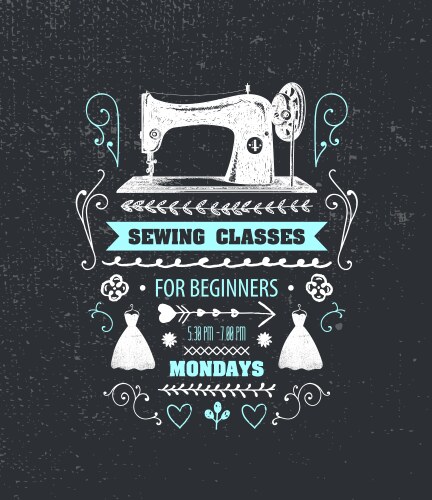 Sewing classes poster flyer Royalty Free Vector Image