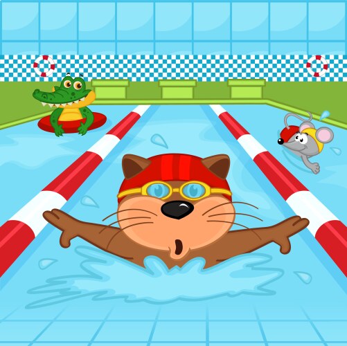 Swimming pool in hotel or resort outdoors summer Vector Image