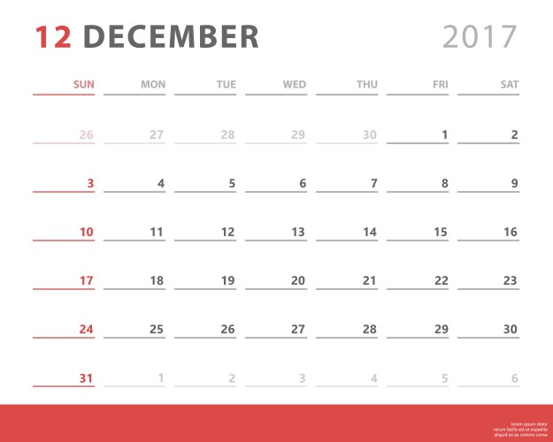 Calendar planner 2022 template-december Royalty Free Vector
