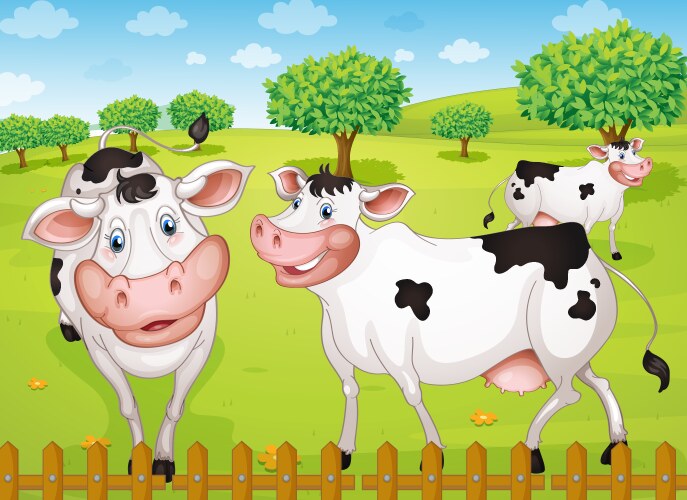 Cartoon cow in farm color book children Royalty Free Vector