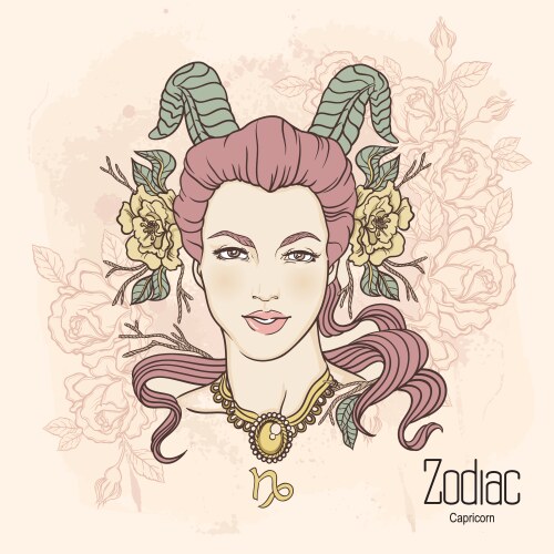 Zodiac sign portrait of a woman capricorn Vector Image