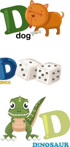 Alphabet letter d - dinosaur exercise Royalty Free Vector