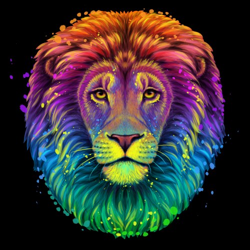Lion artistic color realistic portrait Royalty Free Vector