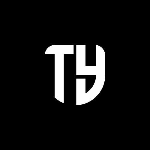 Ty logo monogram shield shape with crown design Vector Image