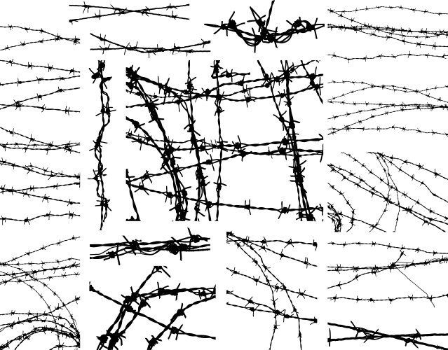 Barbed wire black line set Royalty Free Vector Image