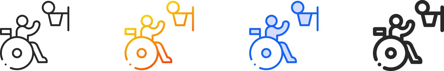 Basketball iconthin linear gradient blue stroke Vector Image