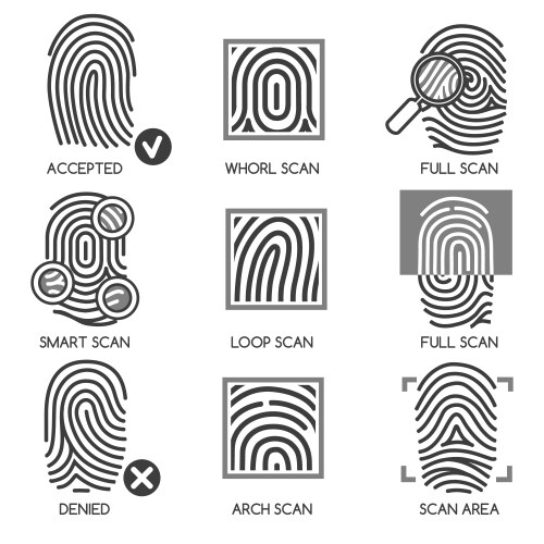 Fingerprint icon fingermark symbol Royalty Free Vector Image