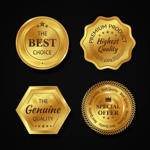 Golden sticker labels Royalty Free Vector Image