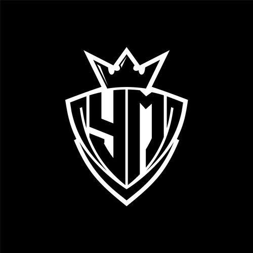 Ym letter logo with sharp triangle shield shape Vector Image