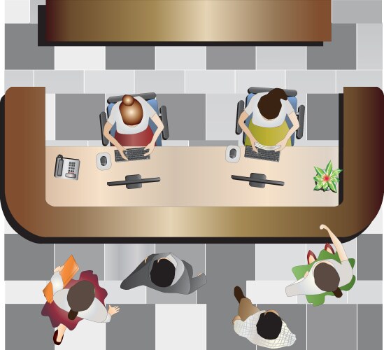 Reception office top view Royalty Free Vector Image