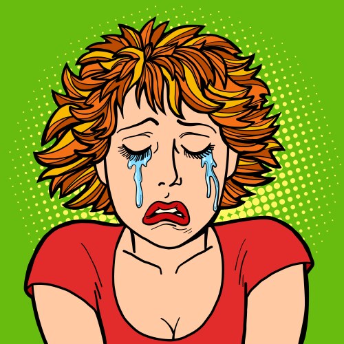 Woman crying help poster Royalty Free Vector Image