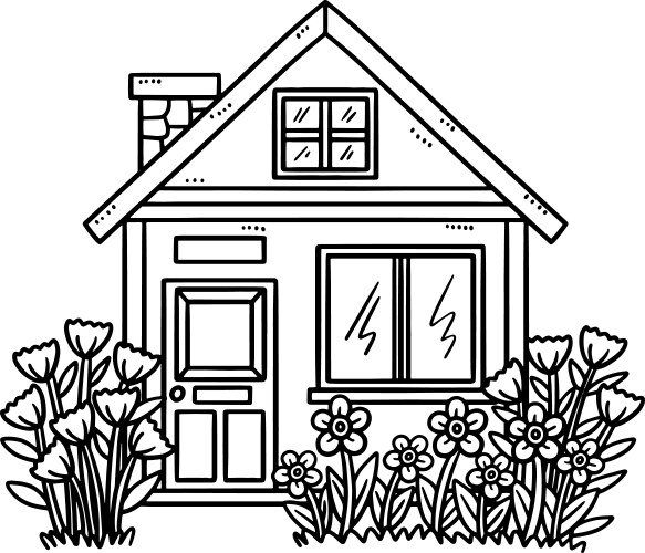 Spring bird house isolated coloring page for kids Vector Image