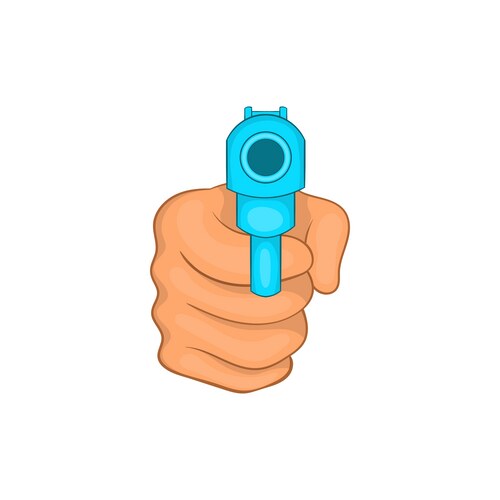 Gun in hand shooter cartoon Royalty Free Vector Image