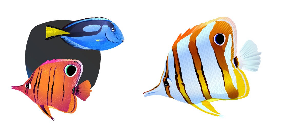 Cartoon character coral fish isolated on white Vector Image