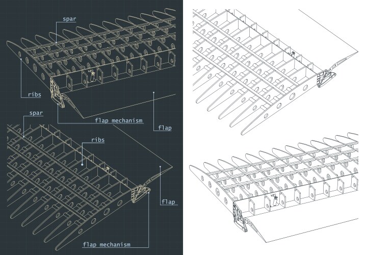 Aircraft wing structure Royalty Free Vector Image
