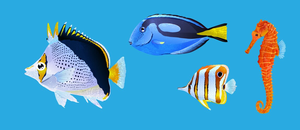 Cartoon character coral fish isolated on white Vector Image