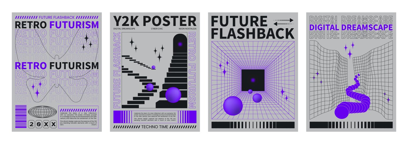 Poster design template in trendy y2k style Vector Image