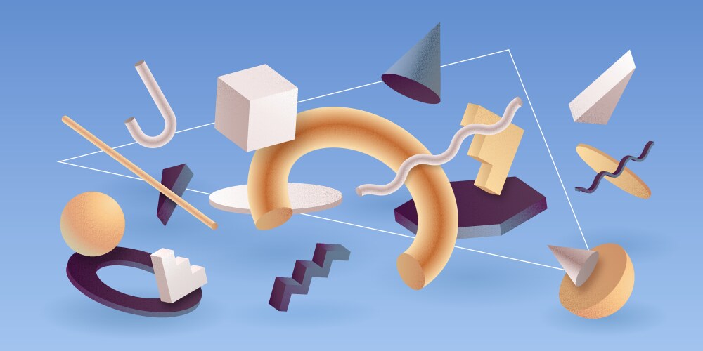 3d geometric shapes isometric linear forms cube Vector Image 3d geometric shapes isometric linear forms cube Vector Image