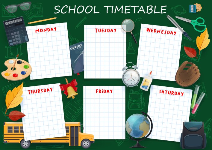 School timetable Royalty Free Vector Image - VectorStock