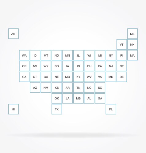 Abstract schematic map of usa from the black dots Vector Image
