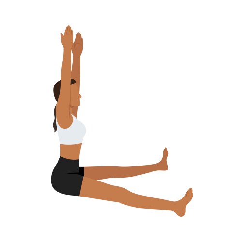 Young woman doing raised arms pose hands Vector Image