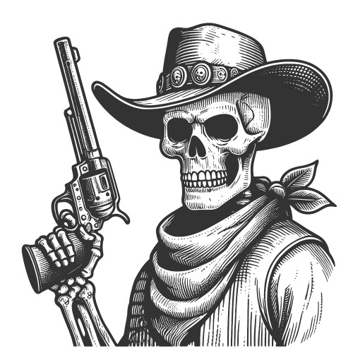 Skeletons toasting with drinks engraving Vector Image