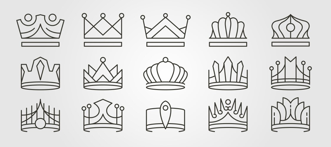 Set crowns drawn with a marker collection Vector Image