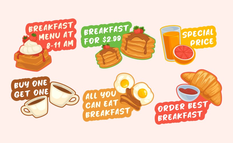 Vegetarian breakfast set colorful elements Vector Image