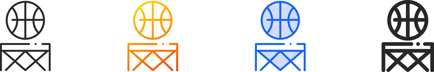 Basketball trophy iconthin linear gradient blue Vector Image