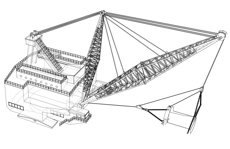 Dragline walking excavator rendering 3d Royalty Free Vector