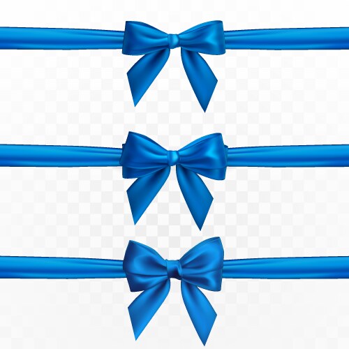 Realistic blue bow with ribbons isolated on white Vector Image