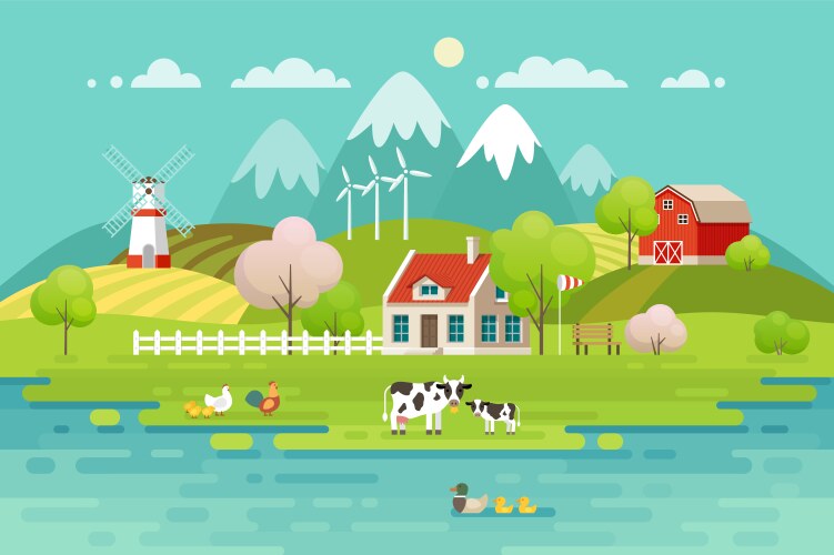 Spring theme landscape 3 Royalty Free Vector Image