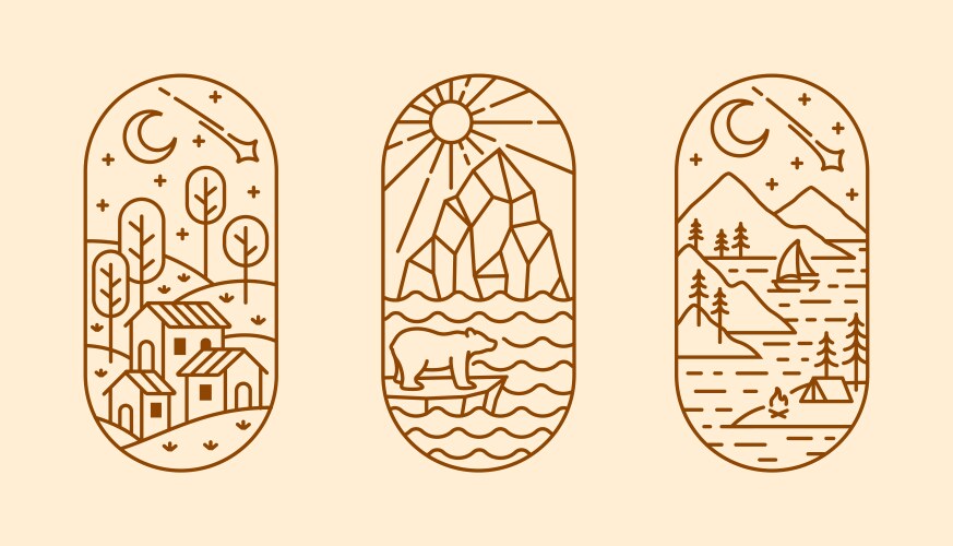 Beautiful nature line art Royalty Free Vector Image