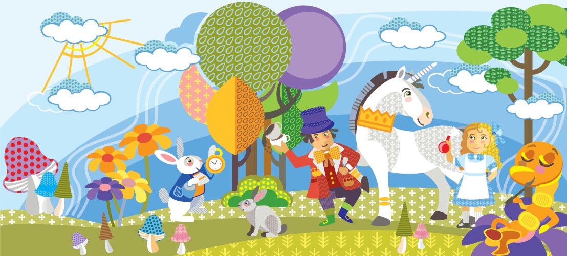 Falling alice Royalty Free Vector Image - VectorStock