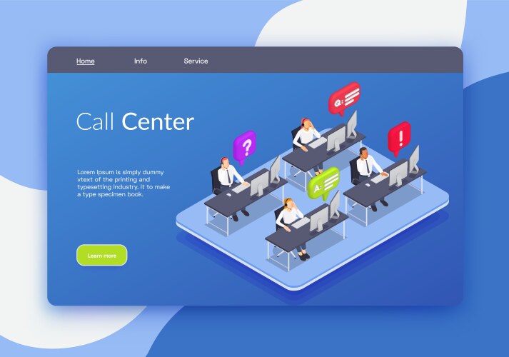 Customer service isometric banner Royalty Free Vector Image