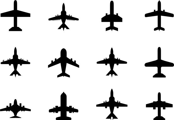 Airplane icon set Royalty Free Vector Image - VectorStock