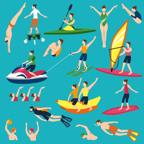 Water sports icons set Royalty Free Vector Image