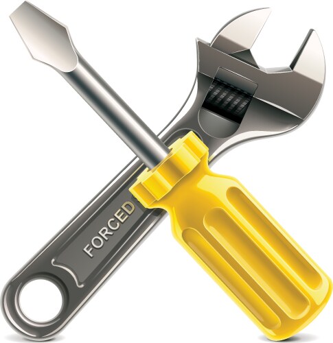 Screwdriver and wrench Royalty Free Vector Image