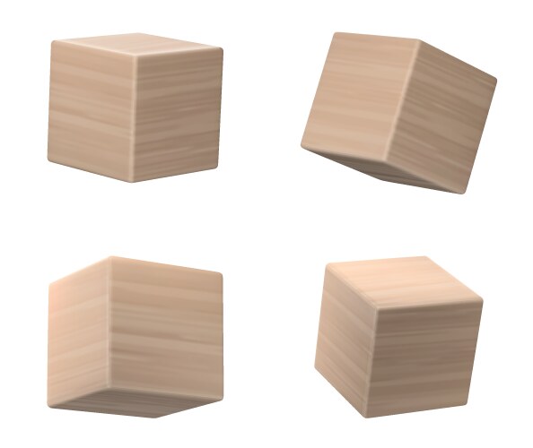3d wood cube block to play game realistic Vector Image
