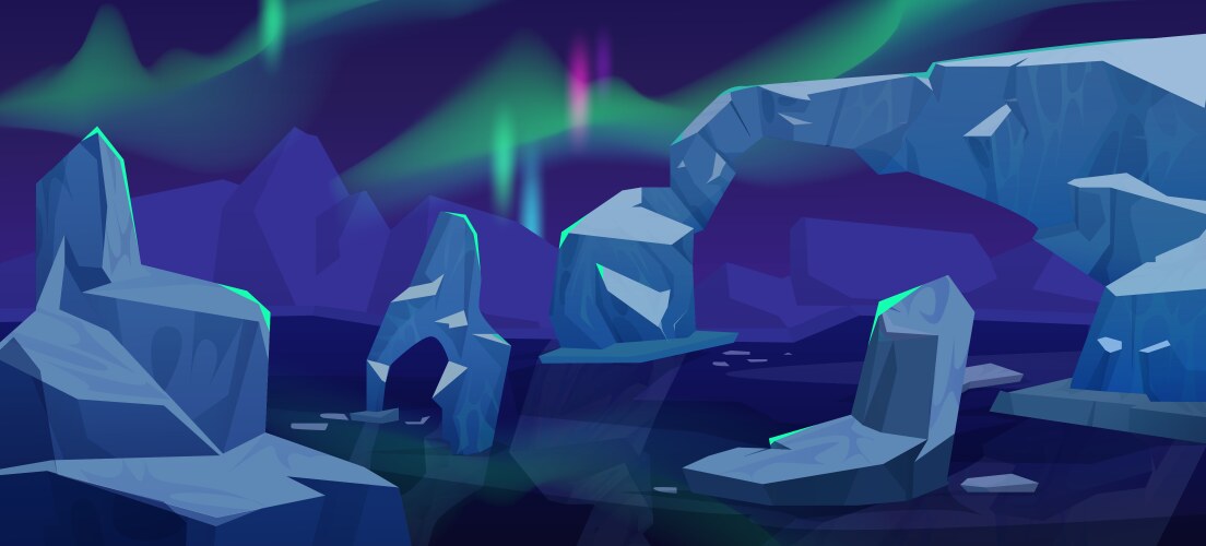Arctic landscape with iceberg boat and people Vector Image