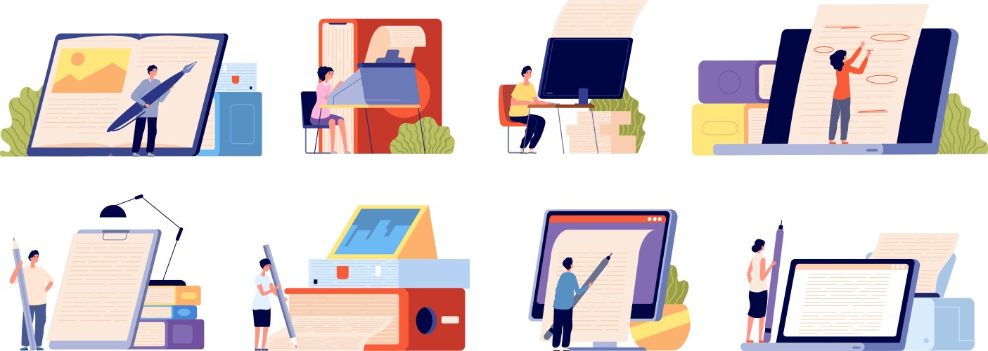 Book Characters Cute Cartoon Mascots Different Vector Image