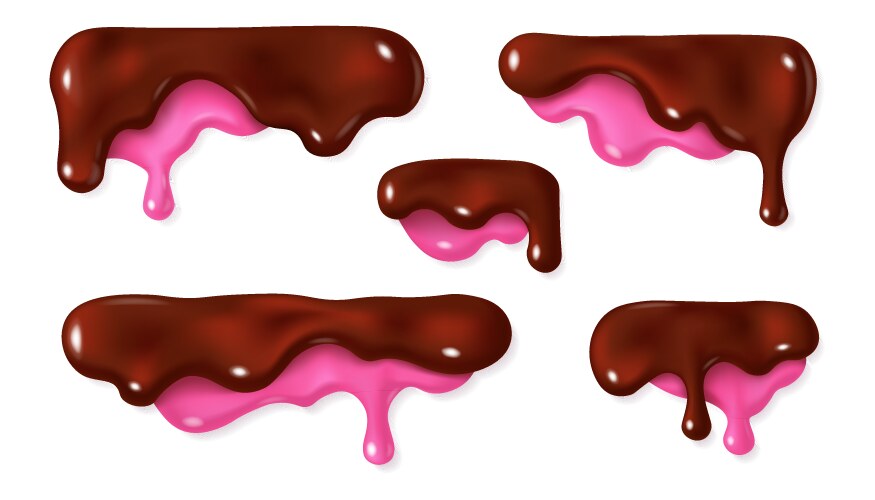 Melted pink icing drop set with sprinkles Vector Image