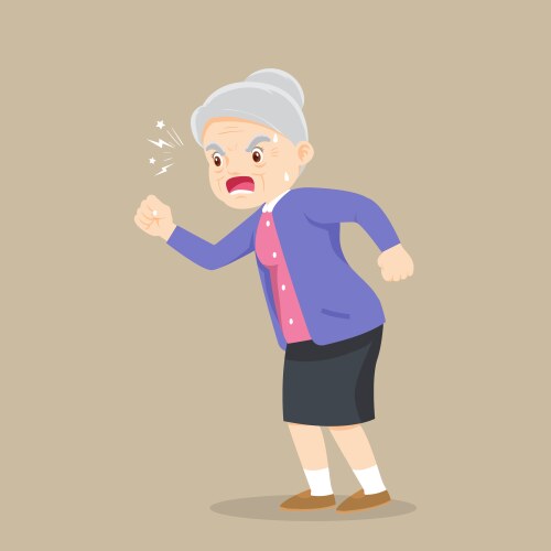 Angry old woman character Royalty Free Vector Image