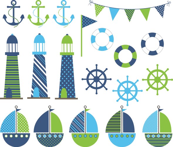 Alphabet nautical garland p to z Royalty Free Vector Image