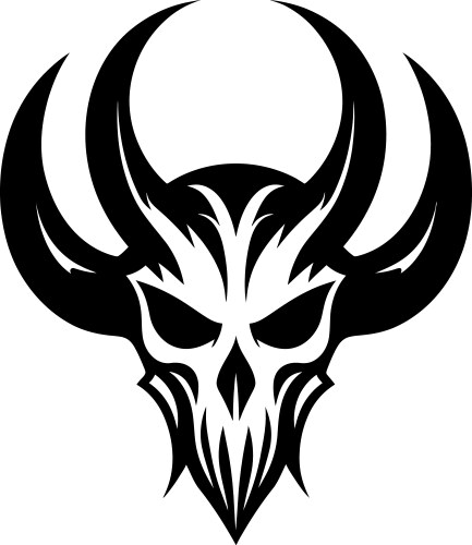 Demonic cranium icon emblem infernal majesty Vector Image