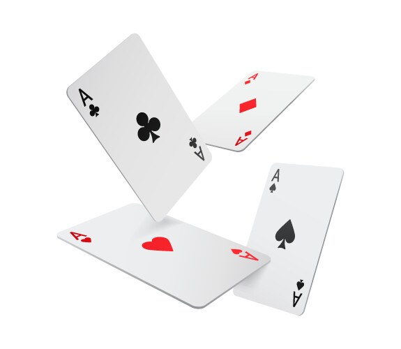 Playing cards poker chips falling dice online Vector Image