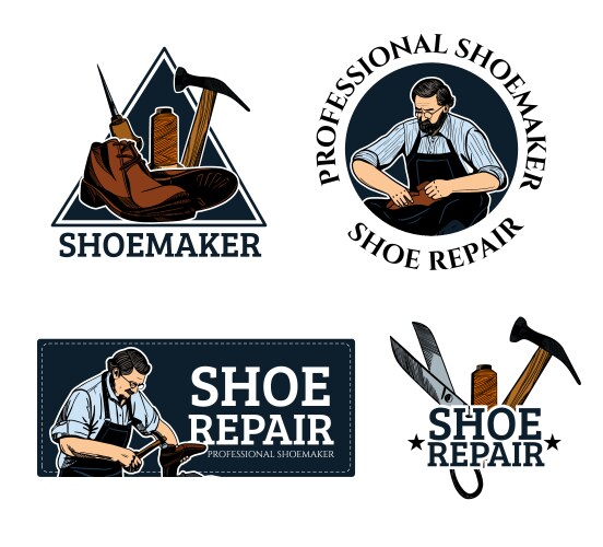 Hand drawn traditional shoemaker logo Royalty Free Vector