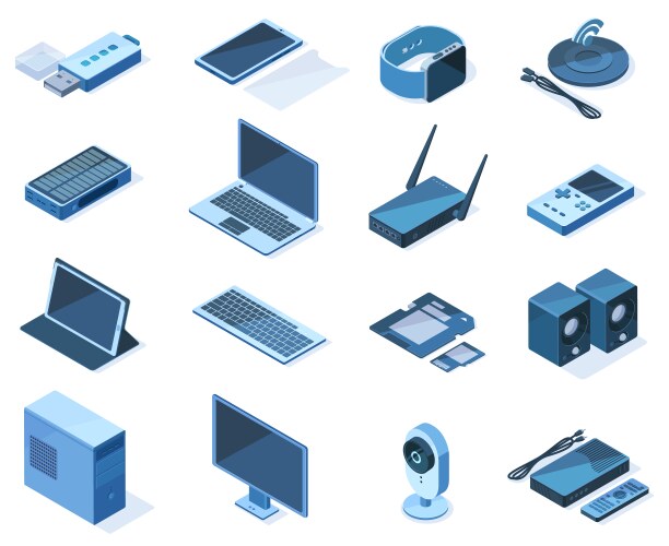 Electronic devices isometric wireless gadgets Vector Image Electronic devices isometric wireless gadgets Vector Image